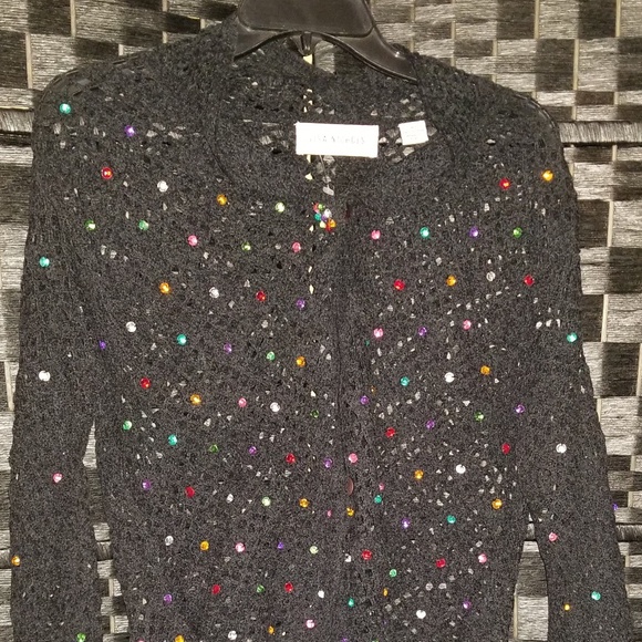 Lisa Nichols | Sweaters | Vintage Lisa Nichols Black Jeweled Cardigan ...